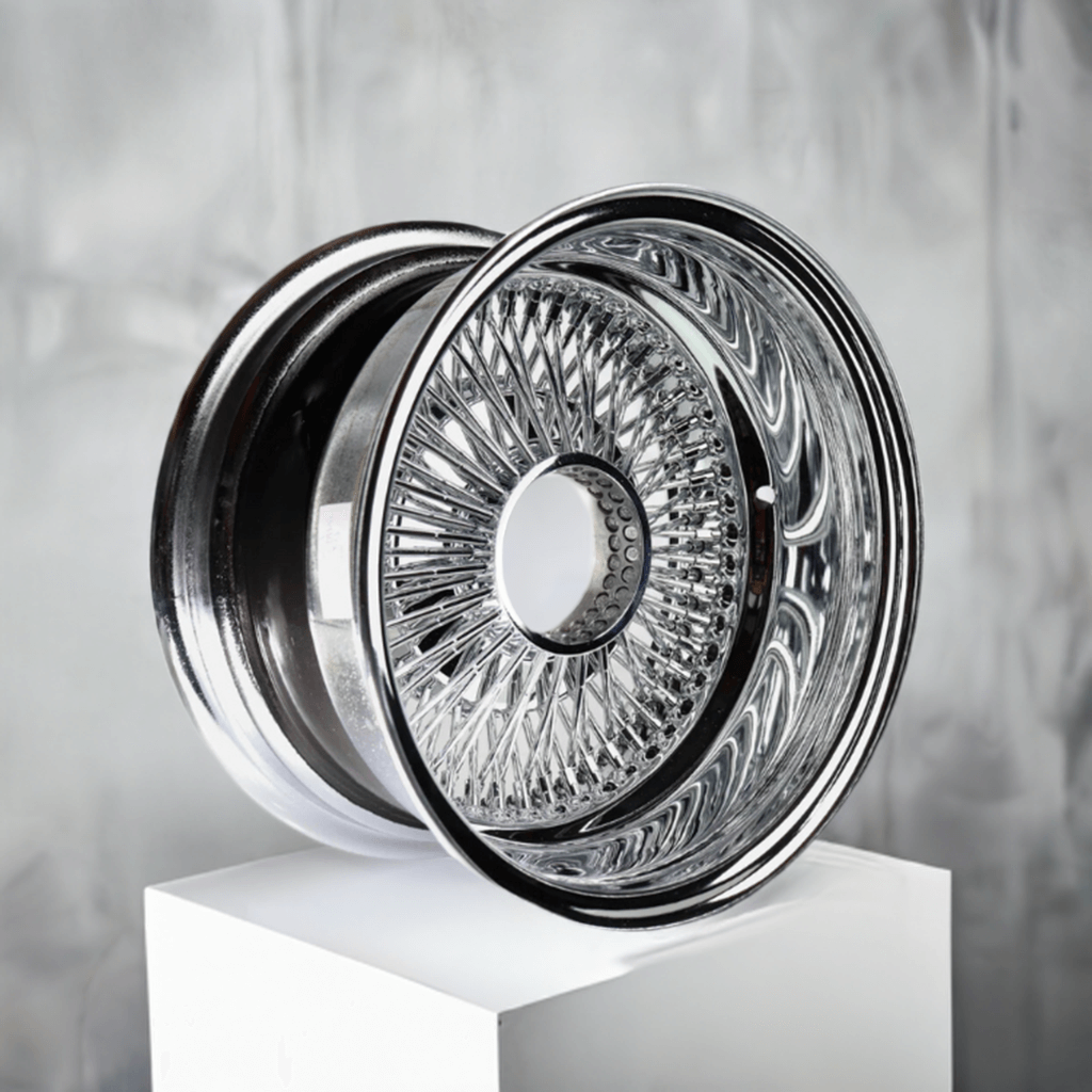 13x5.5 80-Spoke Wire Wheel Rim Reverse Chrome - Set of 4